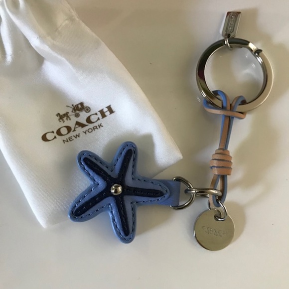 Coach | Accessories | Coach Blue Leather Starfish Key Fob | Poshmark